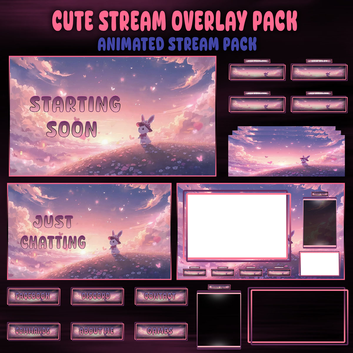 Cute Animated Stream Overlay Pack on Behance :: Behance