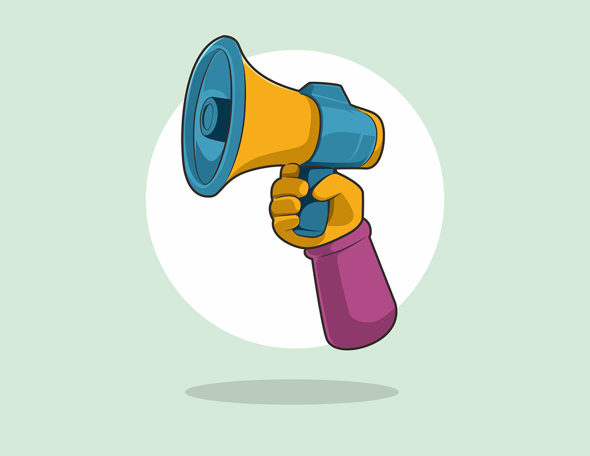 Hand Holding Megaphone Cartoon Illustration on Behance :: Behance