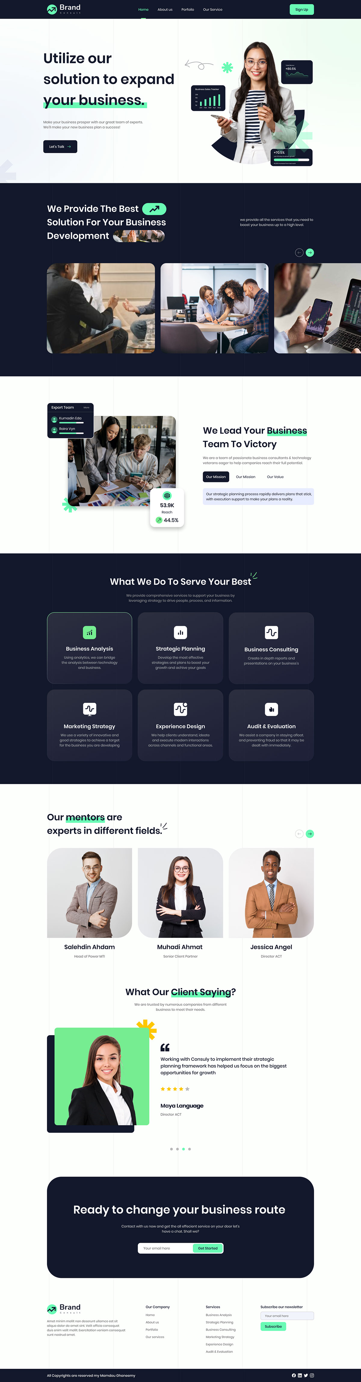 Business Consulting Landing Page UI Design on Behance :: Behance