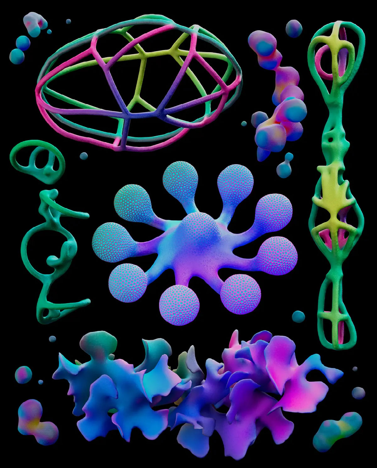 Cyber Coral Abstract 3D Shapes Pack 144 Pieces - Commercial on Behance ...