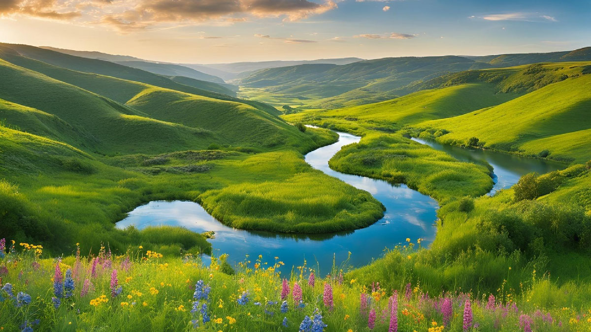 A river flowing through valley on Behance :: Behance