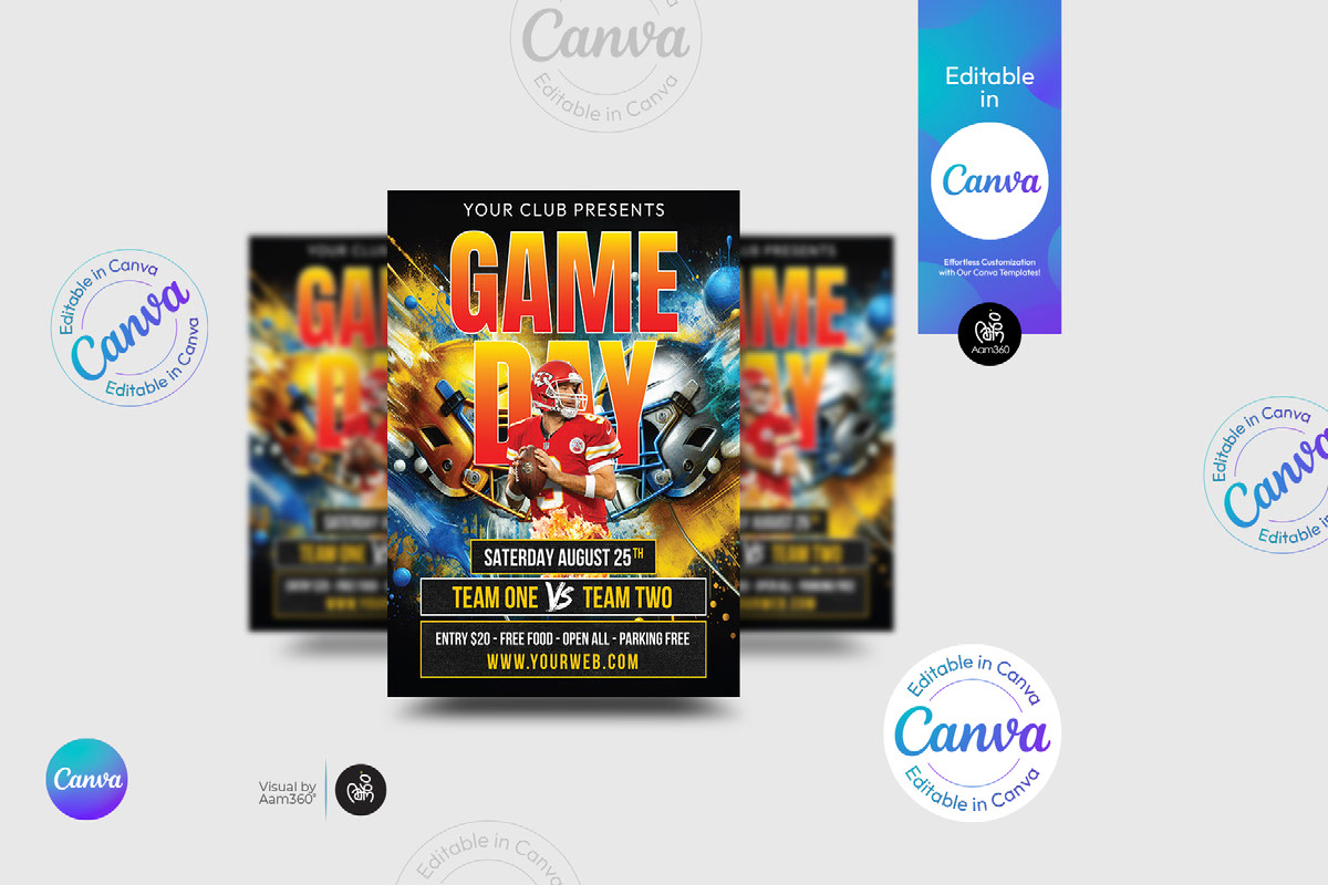 Canva Editable Game Day Flyer Template on Behance :: Behance