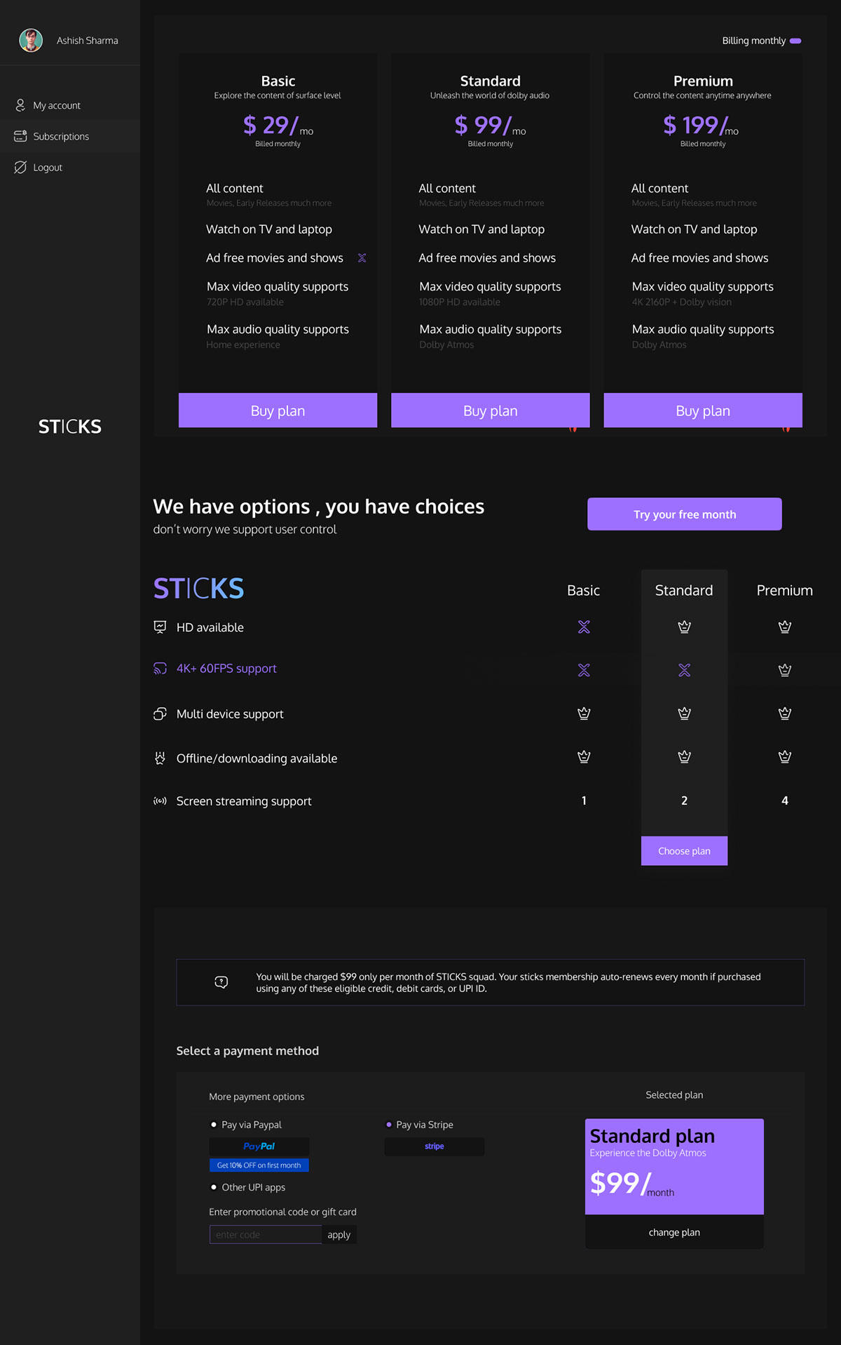 Online video streaming subscription model source file figma on Behance :: Behance