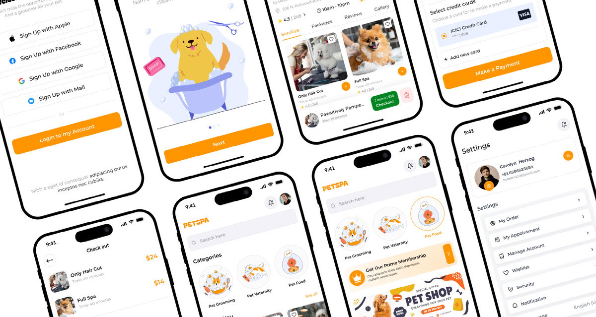 Pet Grooming App UI Kit on Behance :: Behance