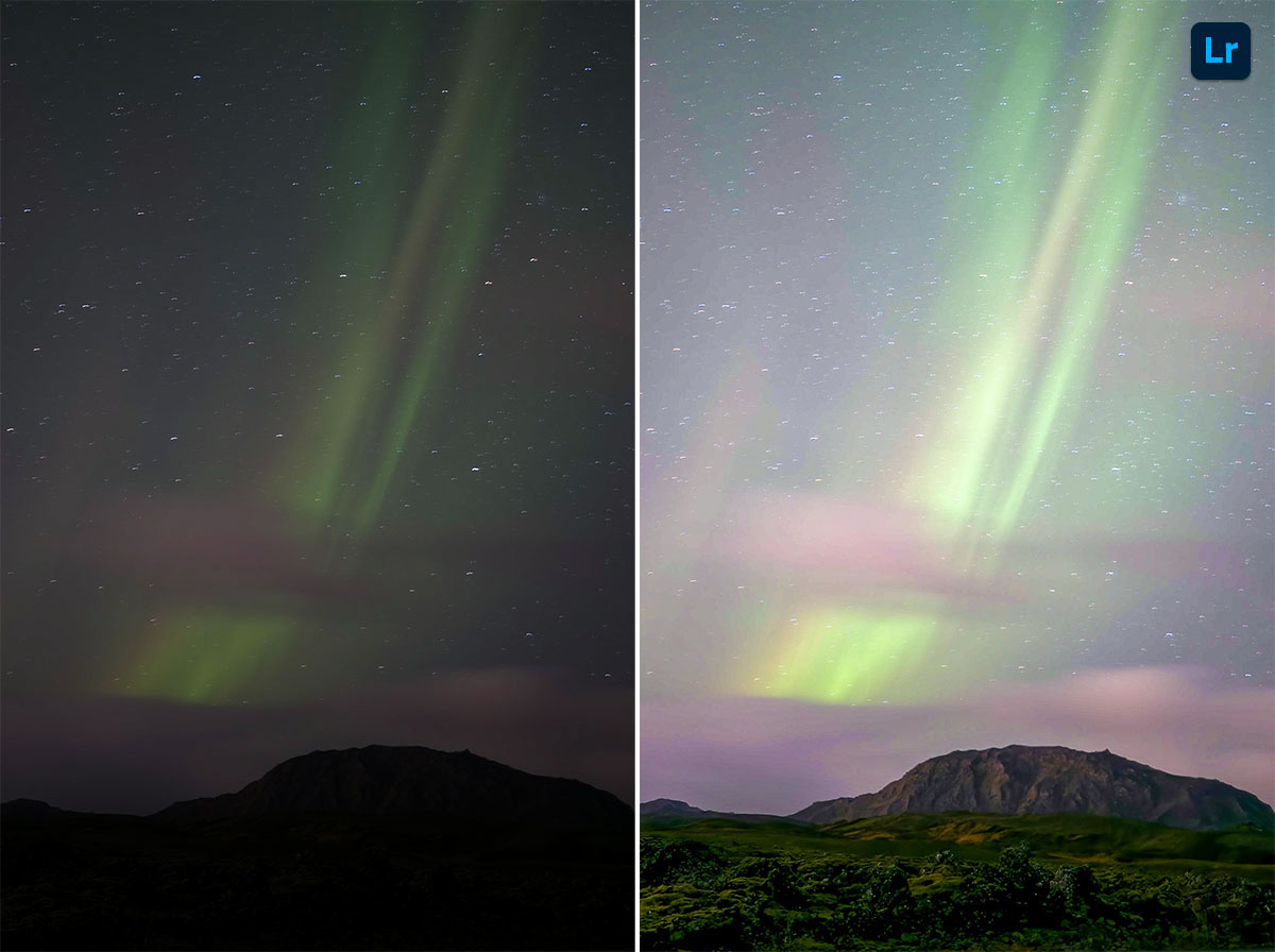 Aurora Borealis über Island | Remix | Photoshop Lightroom