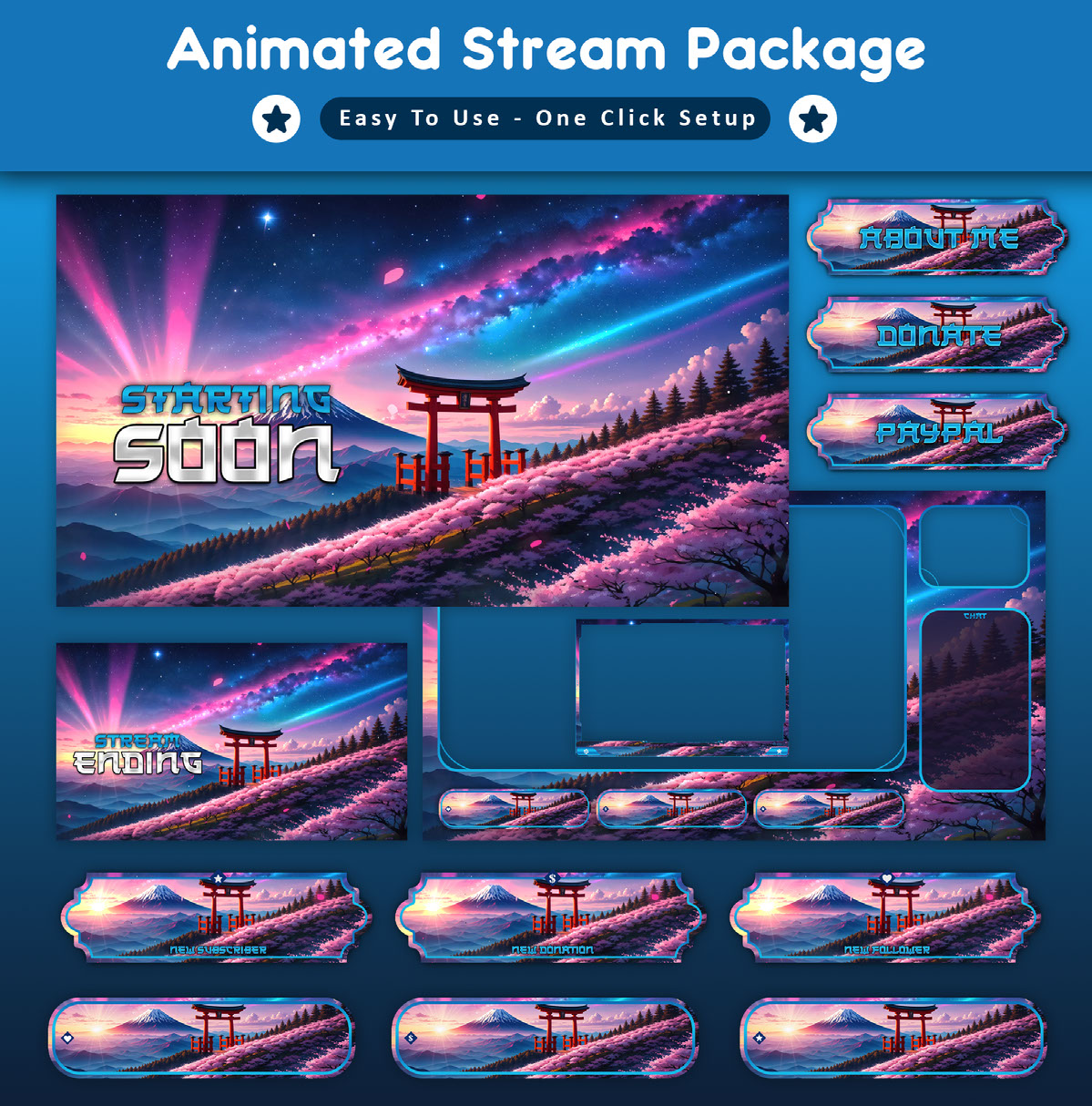 Neon Sakura Animated Stream Package Sakura Cherry Blossom on Behance ...