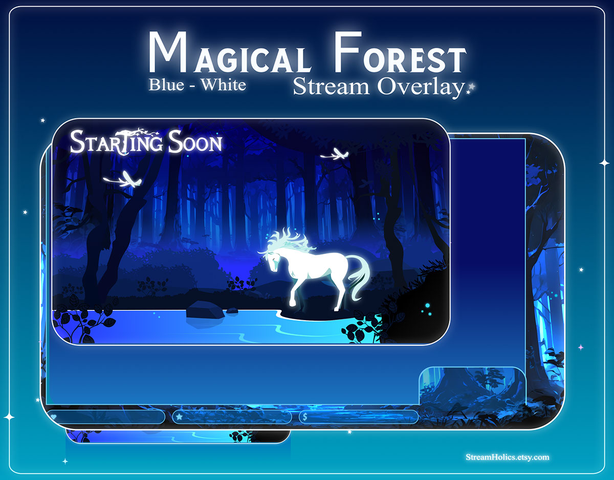 MAGICAL FOREST STREAM OVERLAY ANIMATED Blue - White on Behance :: Behance