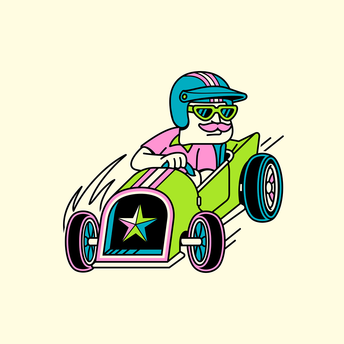 FUNNY HOT RODS RACER BOY CARTOON VECTOR ILLUSTRATION on Behance :: Behance
