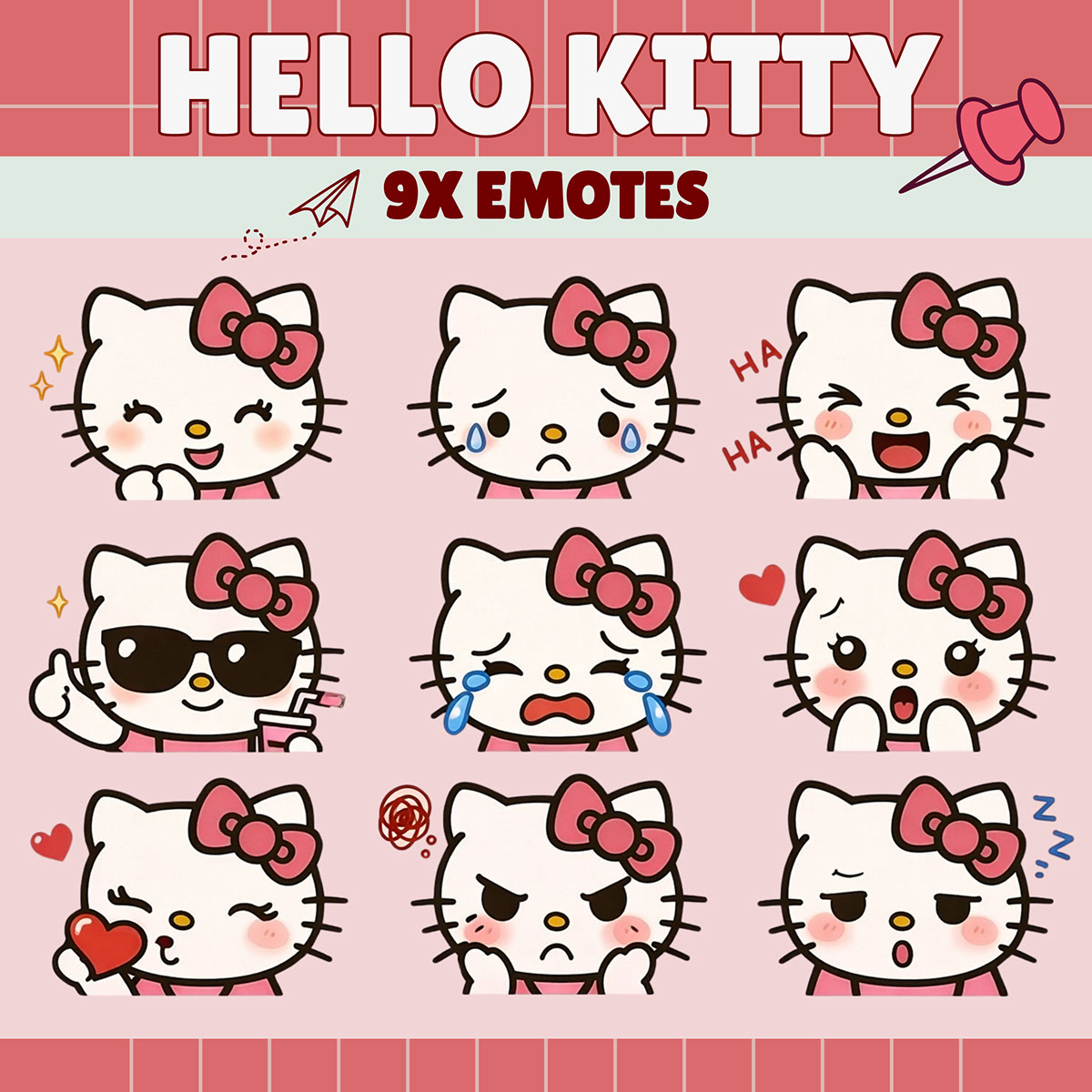 9x Hello Kitty Cute Emotes for Streaming on Behance :: Behance