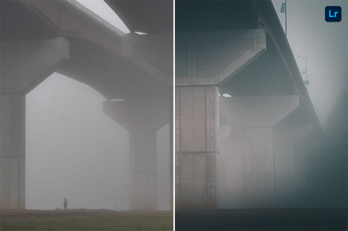 Under the bridge on a foggy morning | Edit | Photoshop Lightroom
