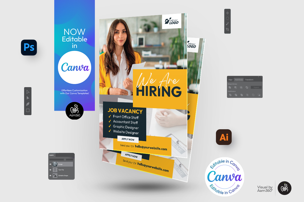 Canva Editable Hiring Flyer Template on Behance :: Behance