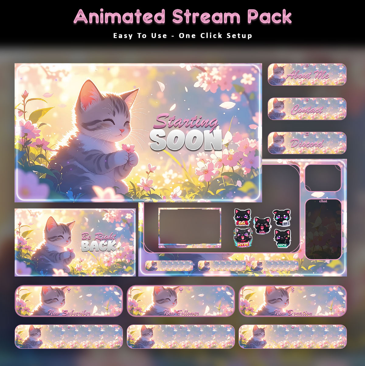 Blossom Cat Animated Stream Overlay Twitch Overlay on Behance :: Behance