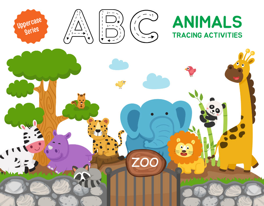 Cute Animals Alphabet Uppercase Tracing Activities on Behance :: Behance