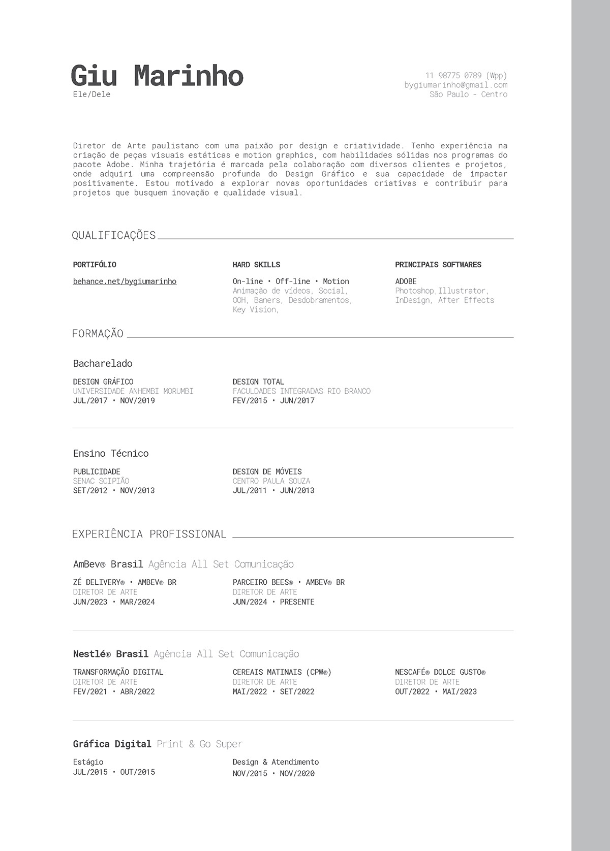Curriculum Vitae 2025 on Behance :: Behance