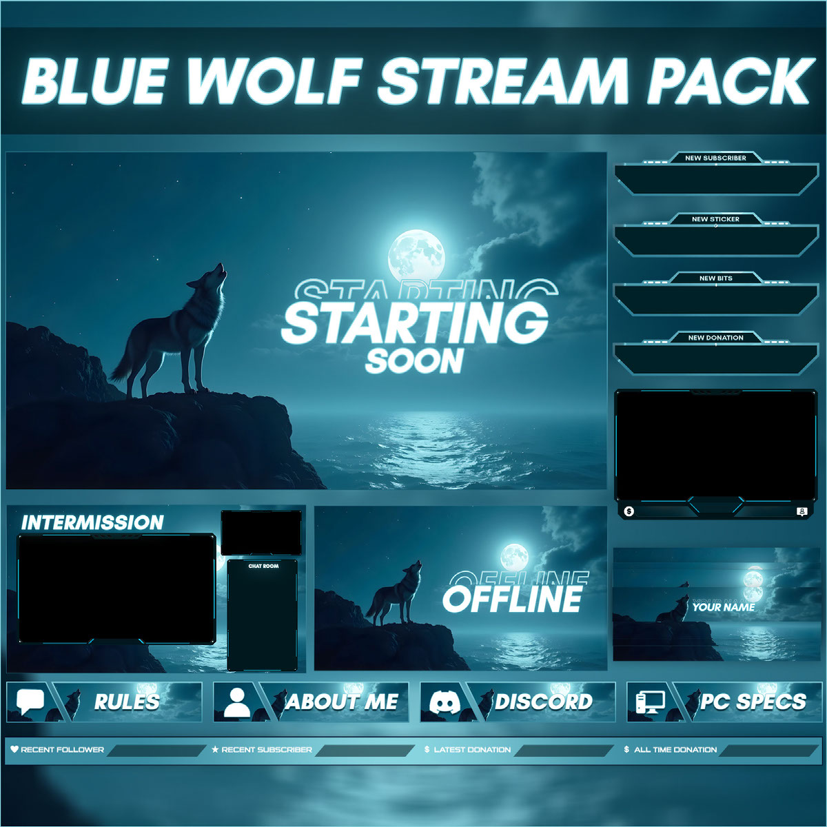 Wolf Animated Stream Overlays Pack on Behance :: Behance