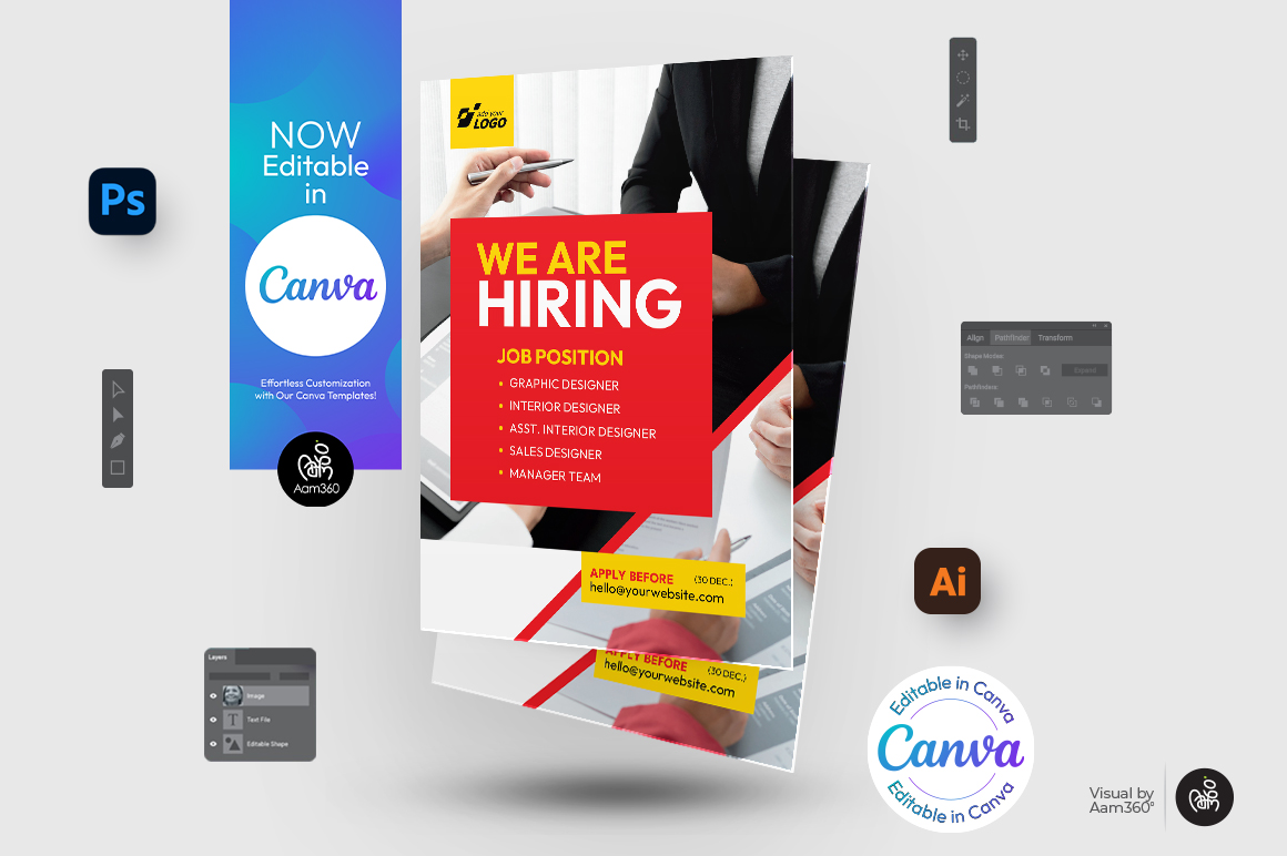 Canva Editable Hiring Flyer Template on Behance :: Behance