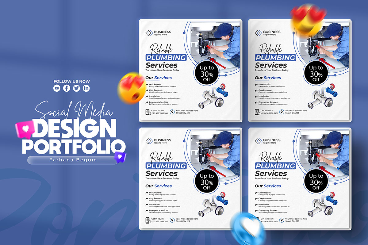 Professional Plumbing Service Social Media Post Design on Behance ...