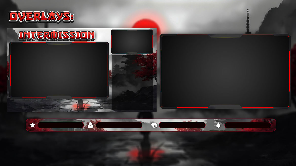 Samurai Moon Animated Overlay Japanese Warrior Aesthetic Twitch YouTube ...