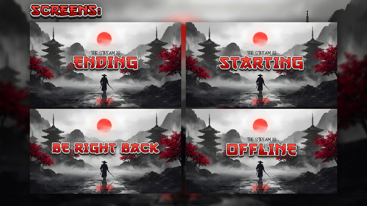 Samurai Moon Animated Overlay Japanese Warrior Aesthetic Twitch YouTube ...