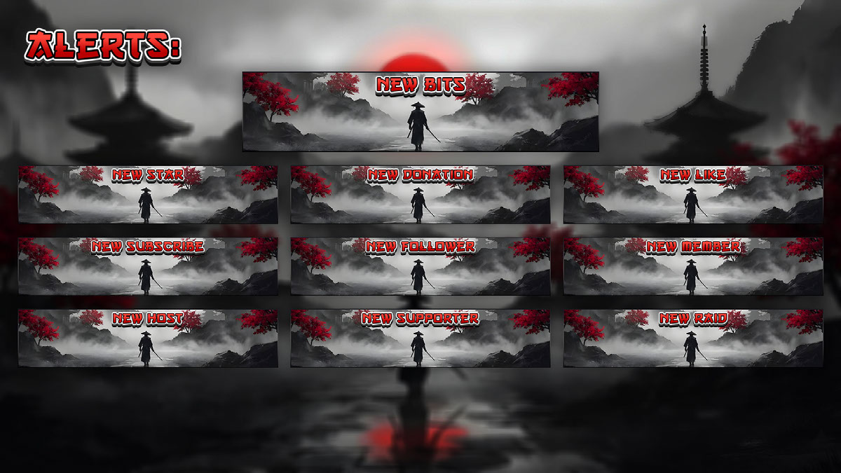 Samurai Moon Animated Overlay Japanese Warrior Aesthetic Twitch YouTube ...