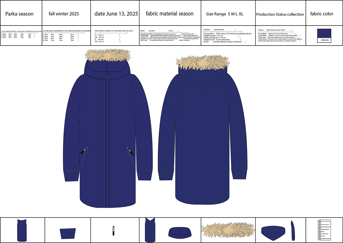 Tech packs parka for manufacture on Behance :: Behance