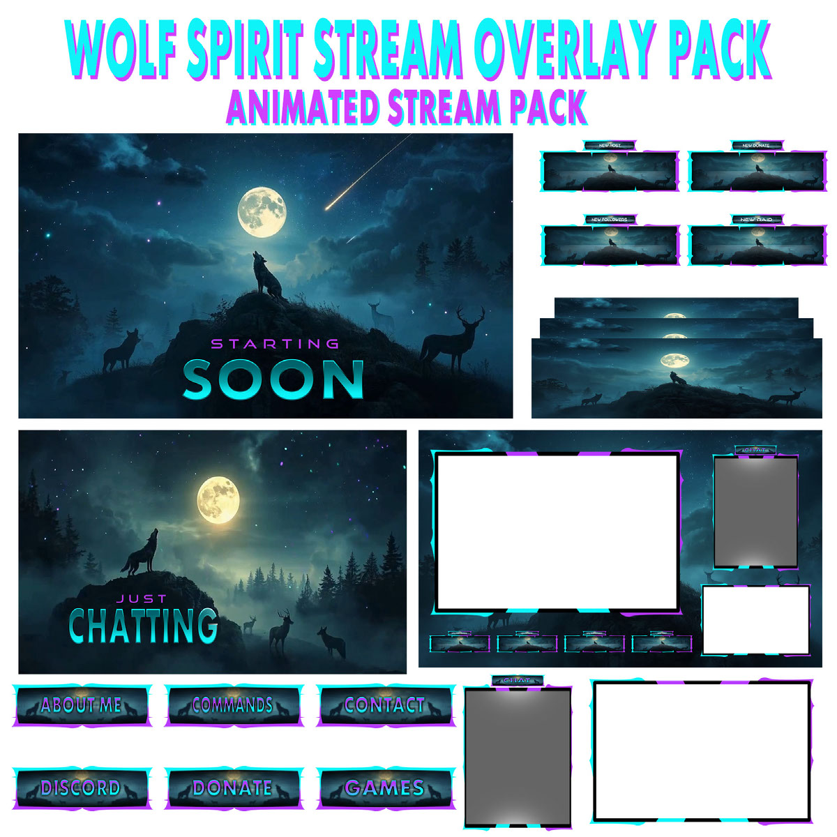 Celestial Wolf Stream Overlay Pack Animated on Behance :: Behance