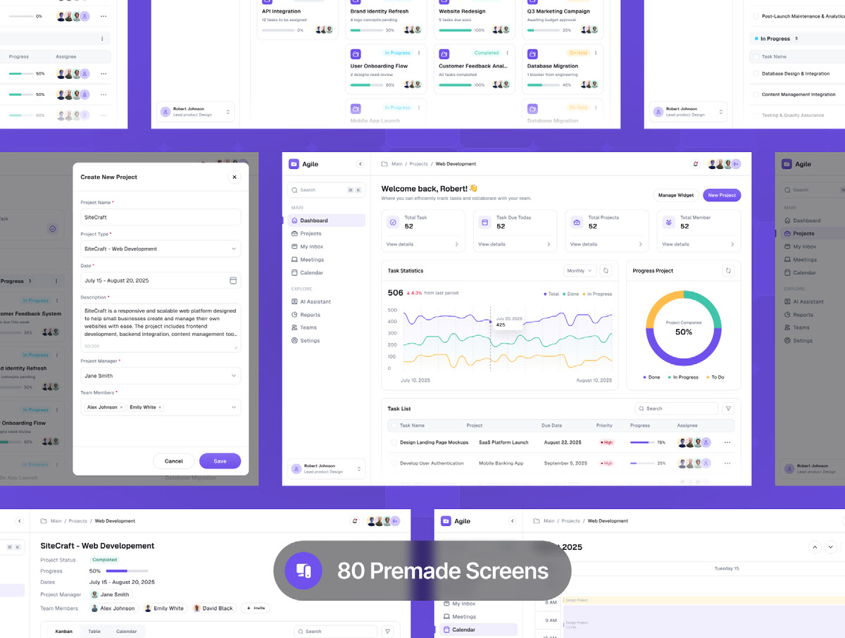 Project Management Web App Dashboard UI Kit on Behance :: Behance