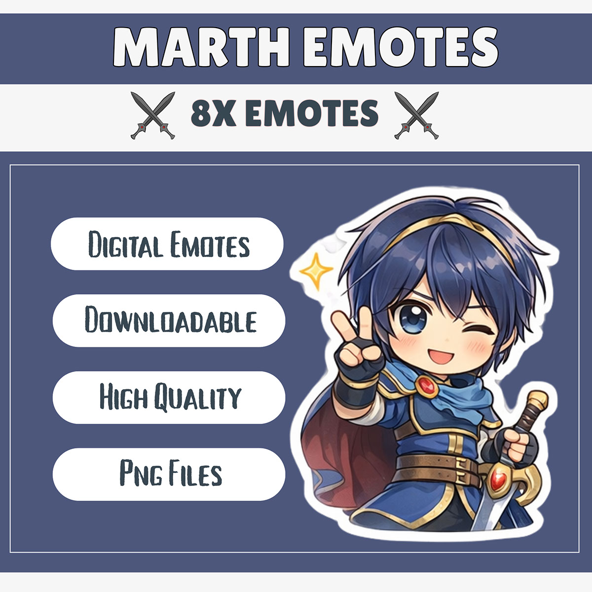 8x Anime Marth Emotes for Twitch YouTube Kick on Behance :: Behance