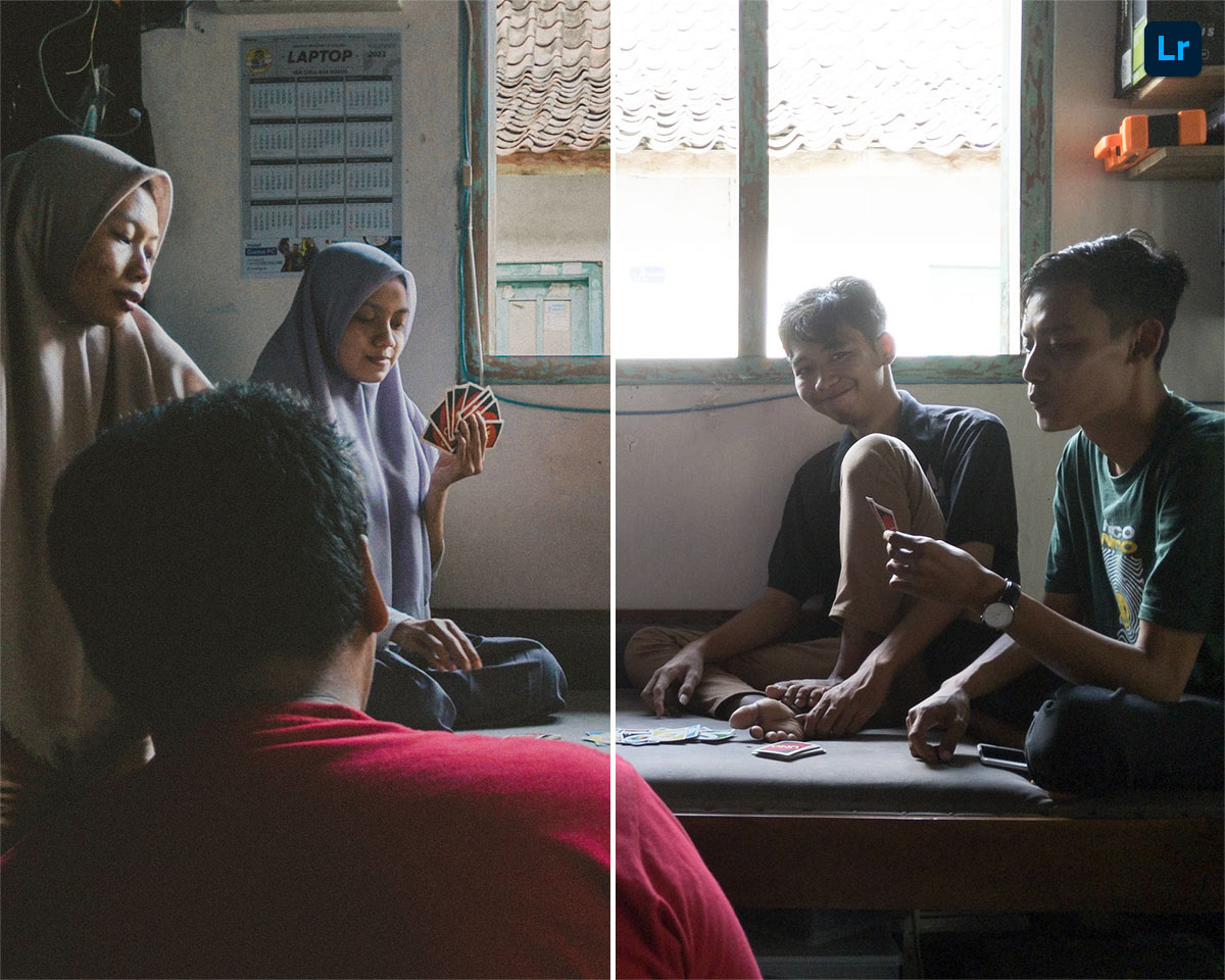 A group of people playing uno cards | Edit | Photoshop Lightroom