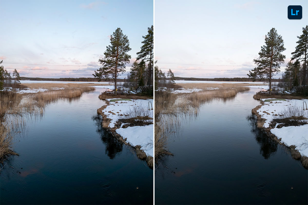 Evening sun over lake | Remix | Photoshop Lightroom