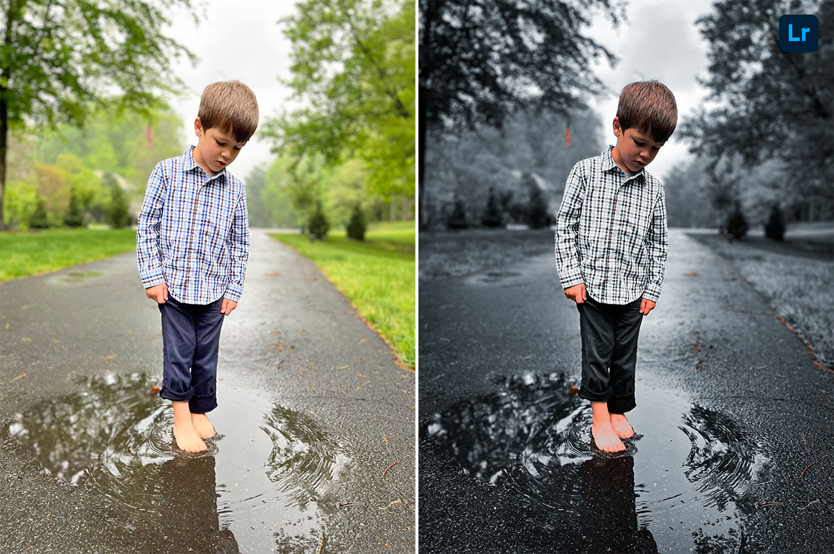 Boy and puddle | Remix | Photoshop Lightroom