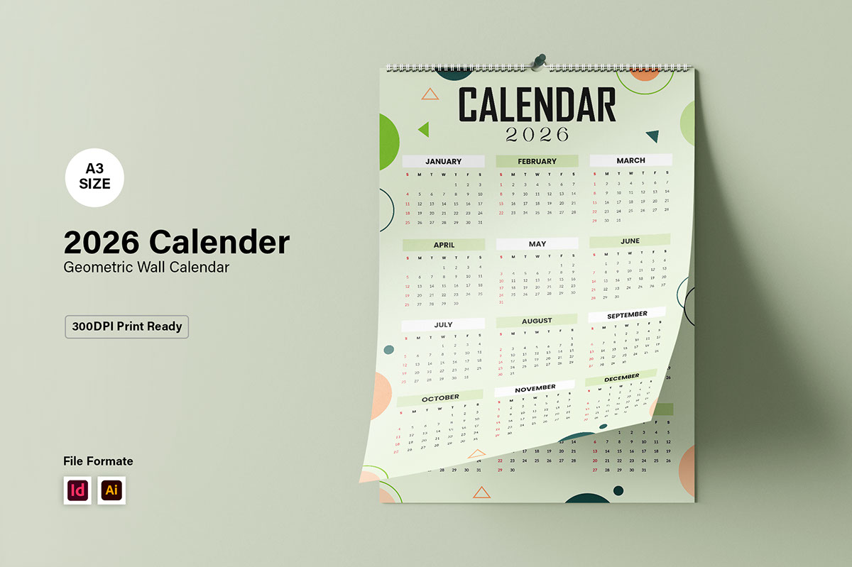 2026 Wall Calendar Template - Minimal Geometric on Behance :: Behance