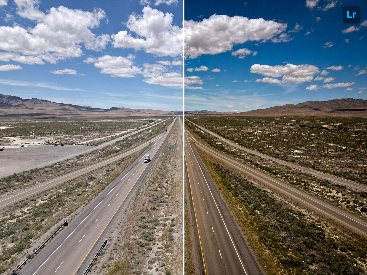 sunny day on highway | Edit | Photoshop Lightroom