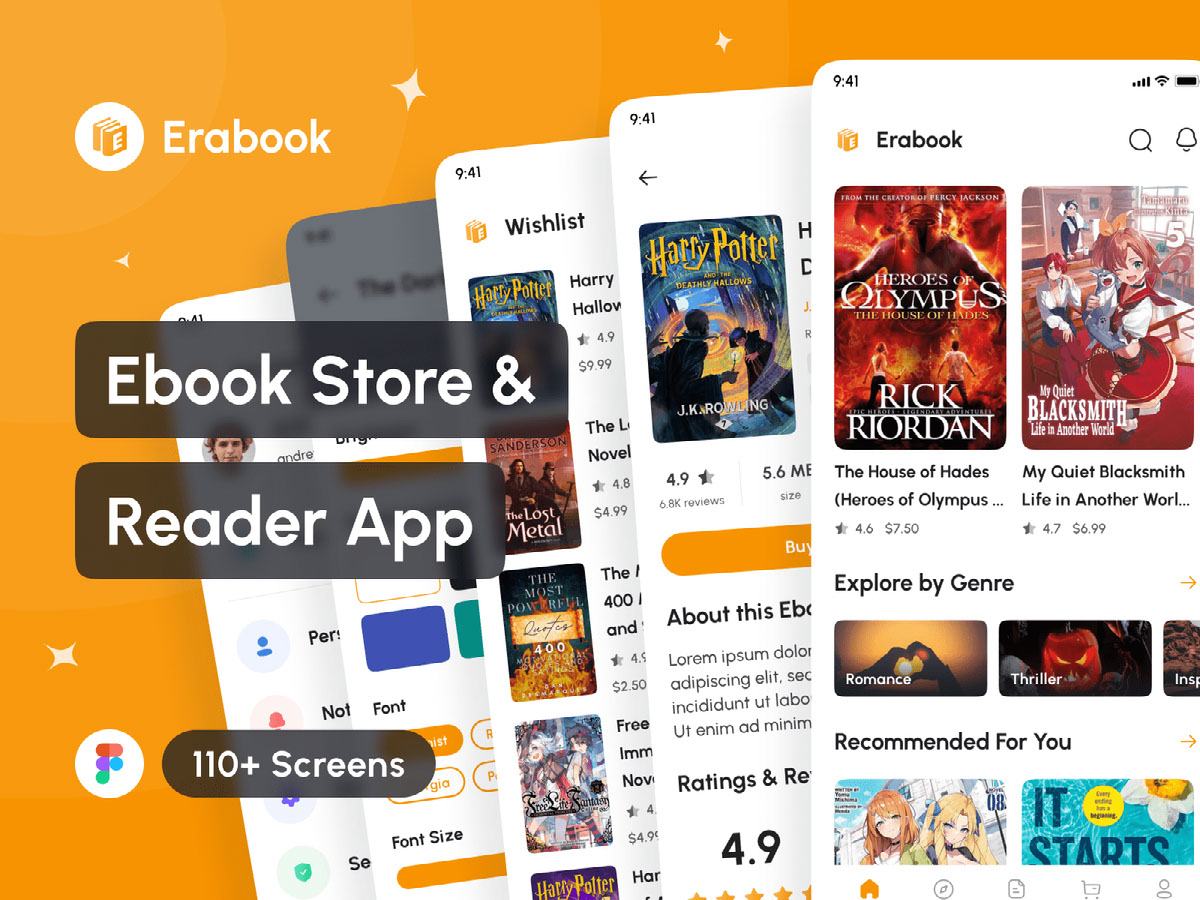 Erabook - Ebook Store and Reader App UI Kit on Behance :: Behance