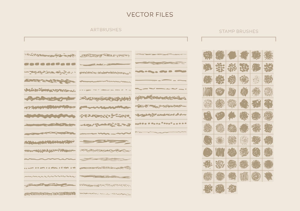144 Brushes and 9 textures for Adobe Illustrator vector stroke splatter ...