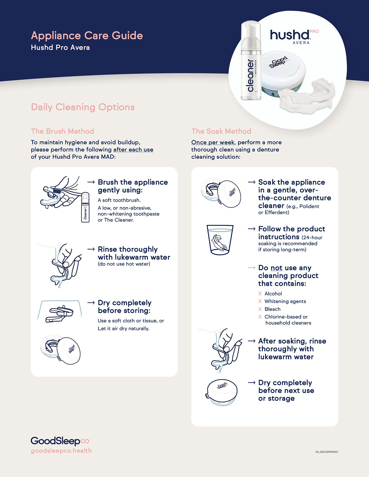 Good Sleep Co Hushd Pro Avera - Appliance Care Guide on Behance :: Behance