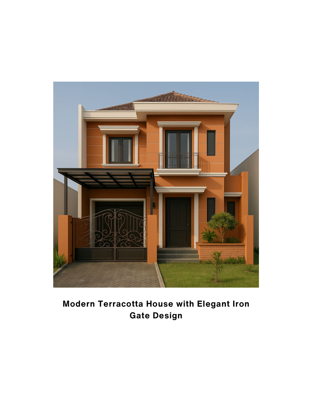 Modern Terracotta House with Elegant Iron Gate Design on Behance :: Behance