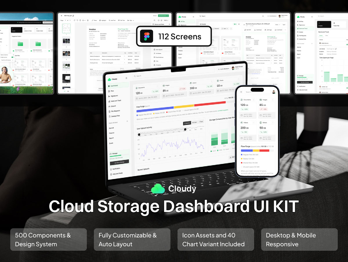 Cloudy - Cloud File Storage Dashboard UI Kit on Behance :: Behance