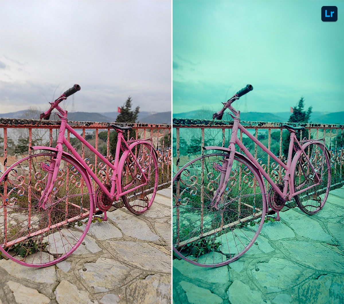 Bicycle with landscape | Remix | Photoshop Lightroom