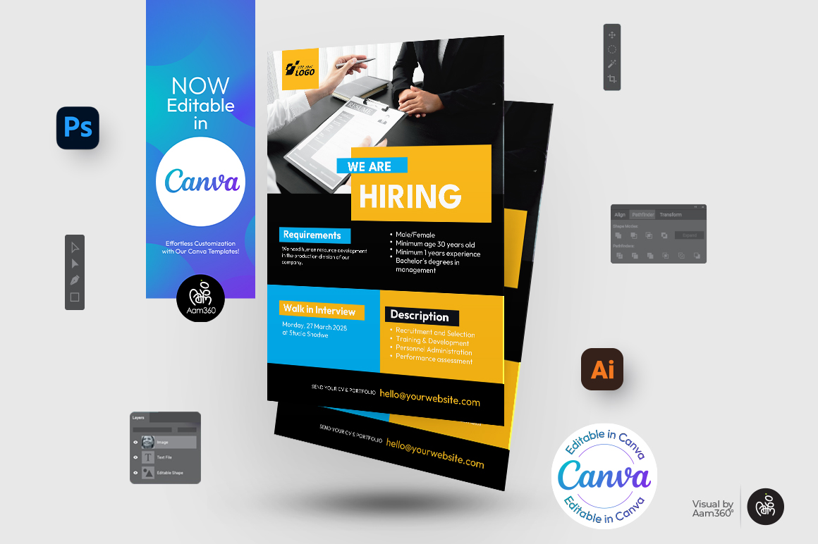 Canva Editable Hiring Flyer Template on Behance :: Behance