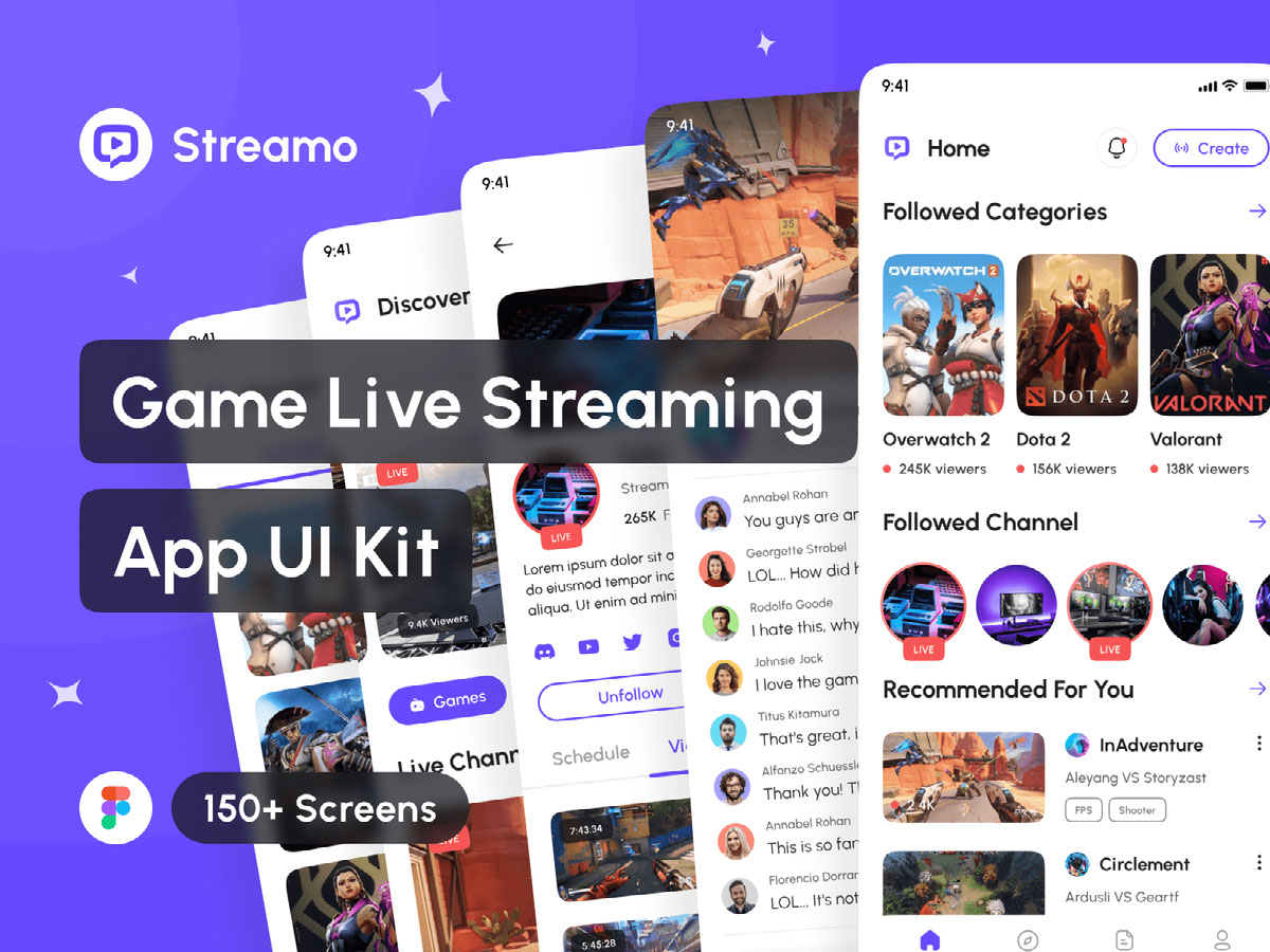 Streamo - Game Live Streaming App UI Kit on Behance :: Behance Streamo - Game Live Streaming App UI Kit on Behance :: Behance