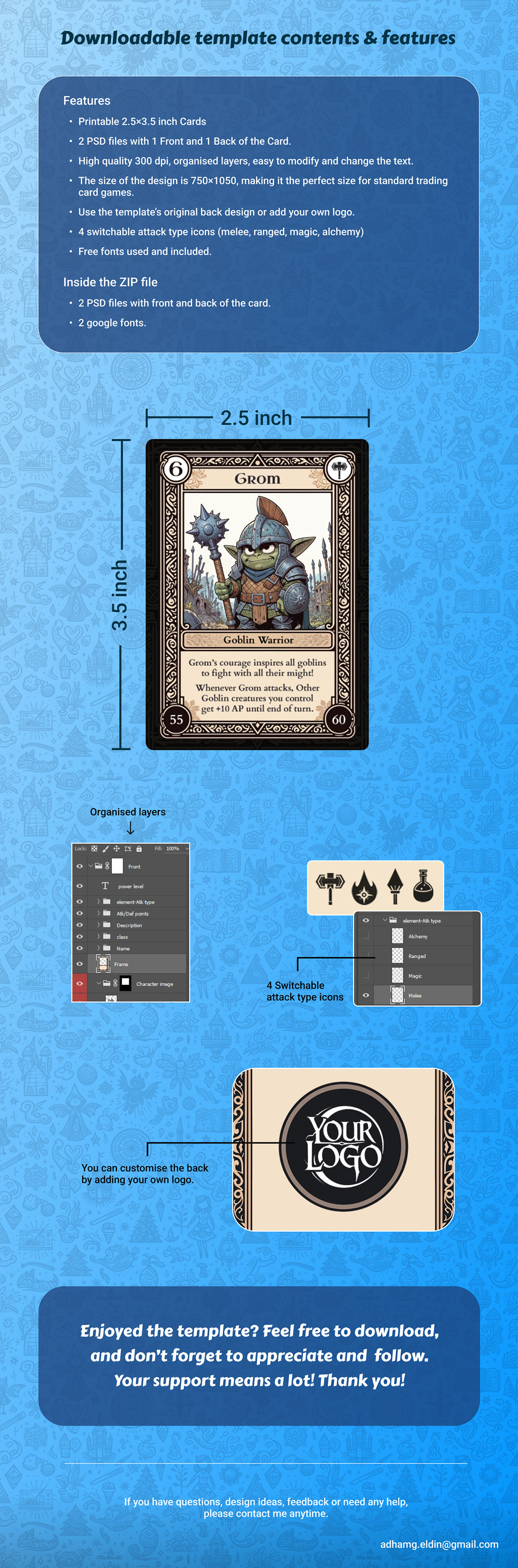 Free Trading card game template on Behance :: Behance