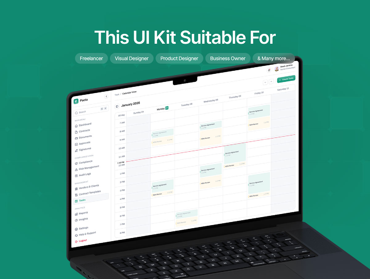 Pacta - Contract Legal Management Dashboard UI Kit on Behance :: Behance