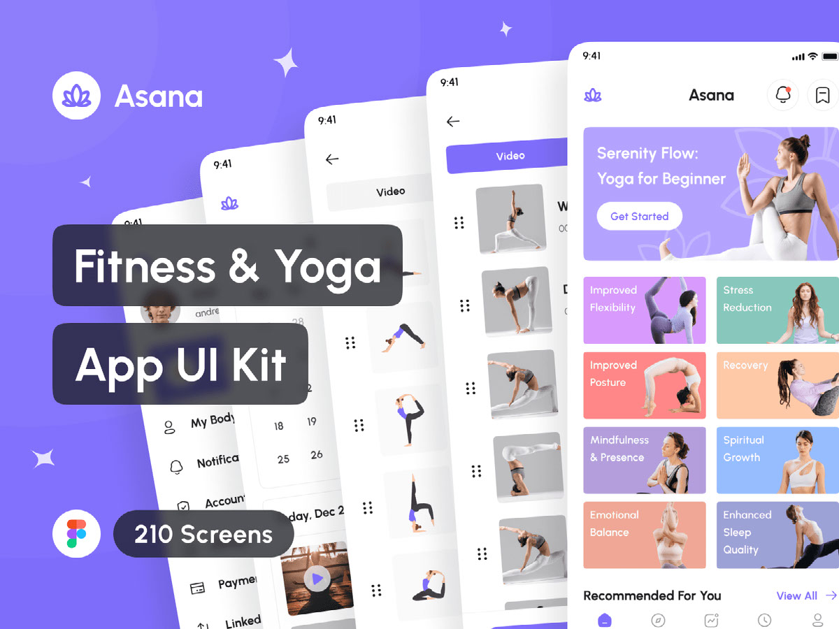 Asana - Fitness and Yoga App UI Kit on Behance :: Behance