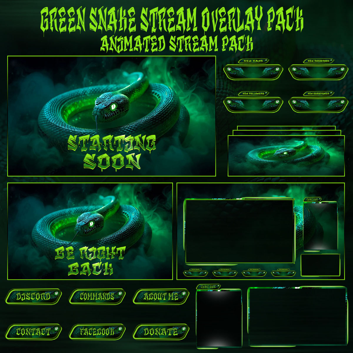 Green toxic Snake Animated Stream Overlay on Behance :: Behance