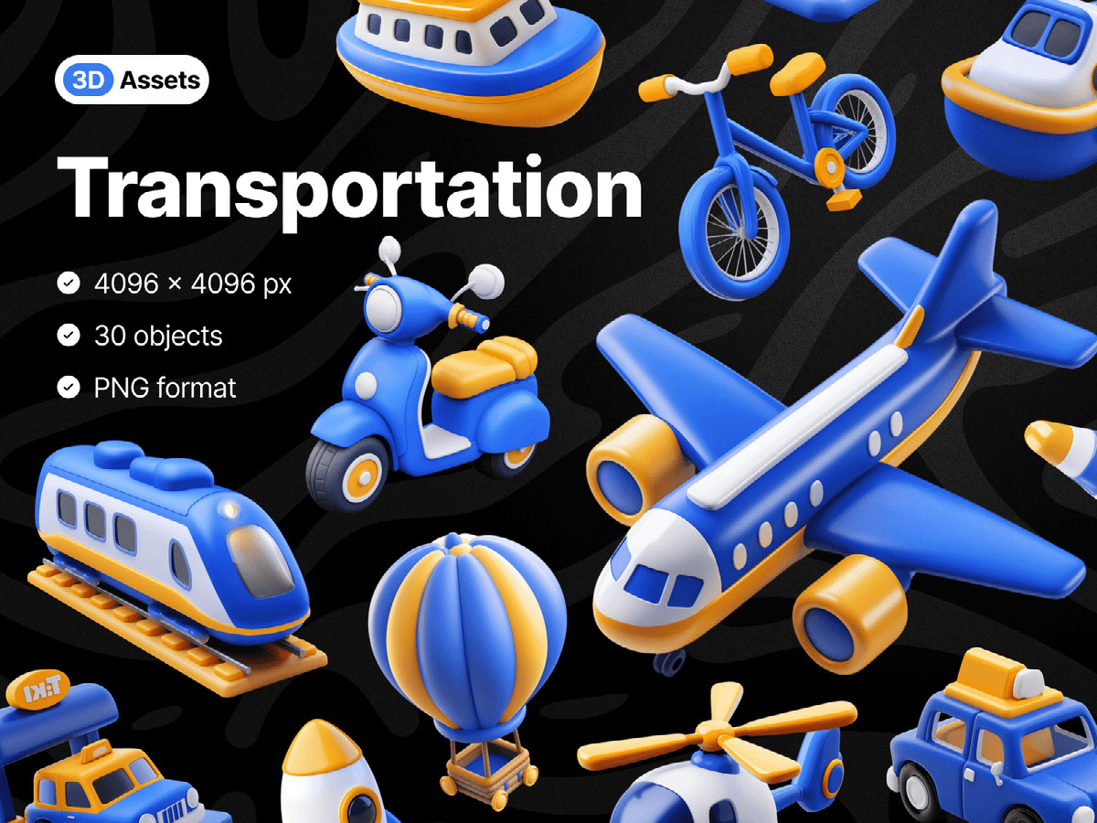 Rideva - 3D Transportation Illustration Icon Set on Behance :: Behance