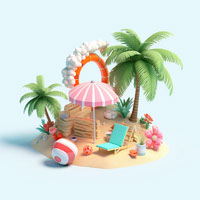 Summer 3D Model Isolated Background Mockups :: Behance