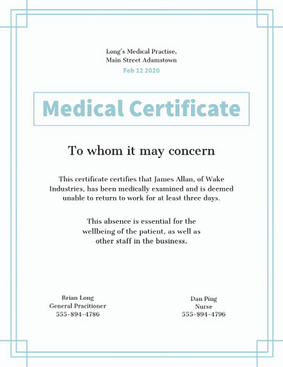Fake Medical Certificate Template Download