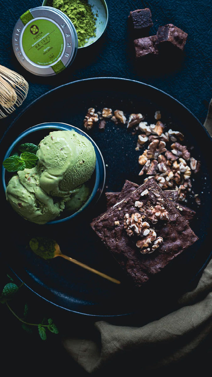 Matcha ice cream and brownies | Edit | Photoshop Lightroom