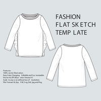 Technical fashion flat sketch vector template. :: Behance
